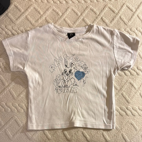 Realisation Par | Tops | Realisation Par White Bunny Blue Heart Tshirt ...